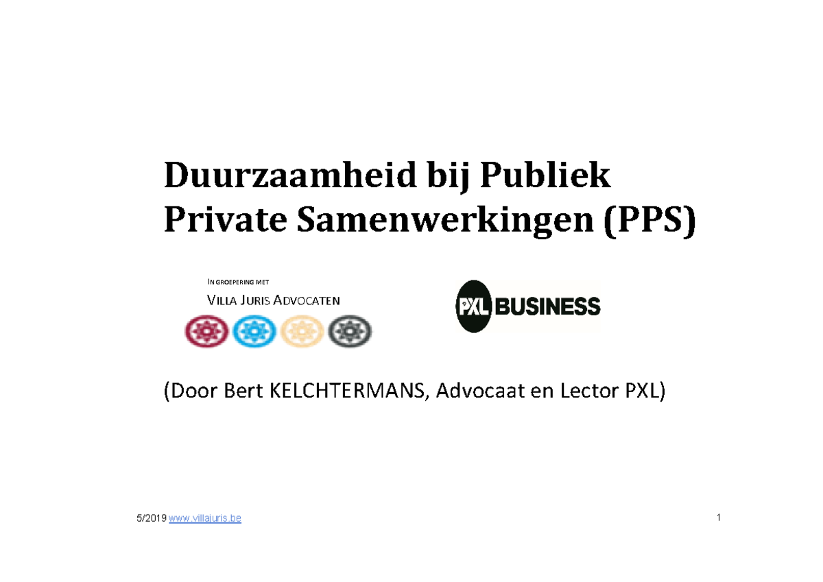 2019 05 PPS Duurzaamheid - Duurzaamheid bij Publiek Private ...