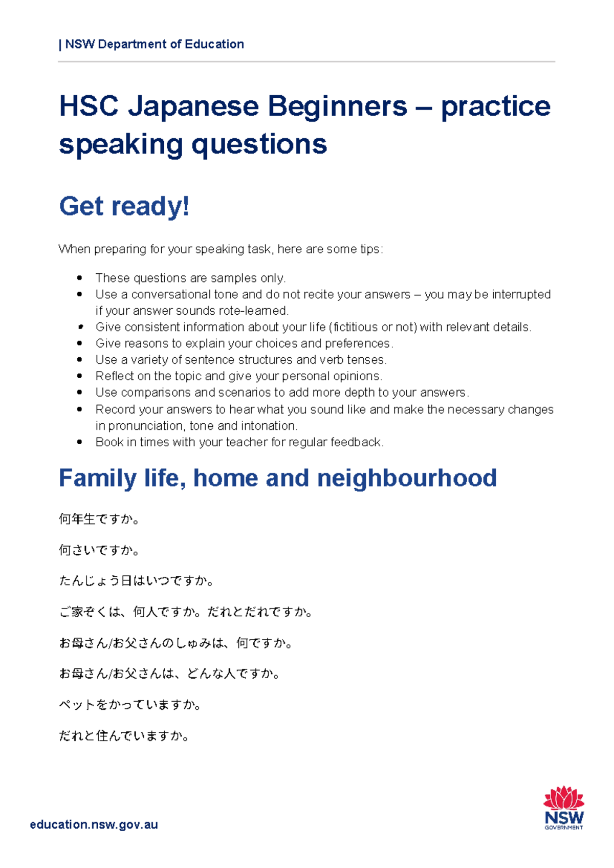 Japanese-stage 6-beg-speaking - | NSW Department of Education HSC ...