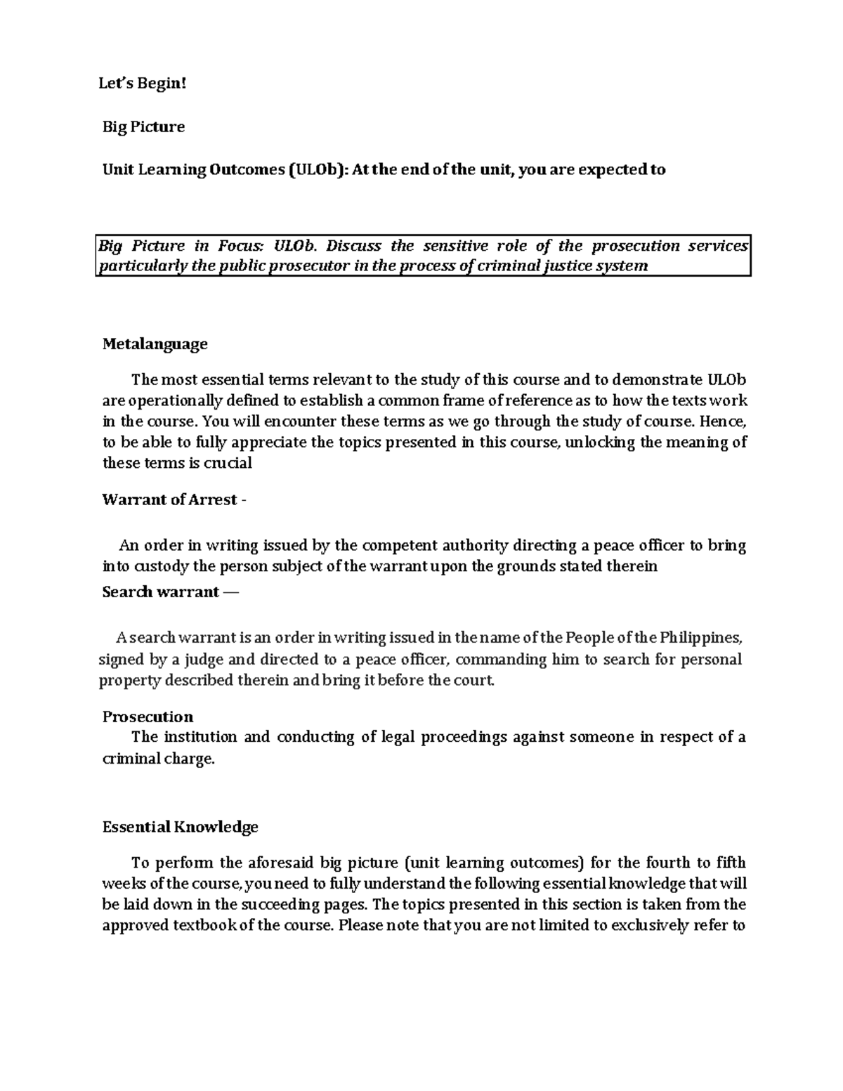 CRI 121 ULOB - Jahhaham - Let’s Begin! Big Picture Unit Learning ...