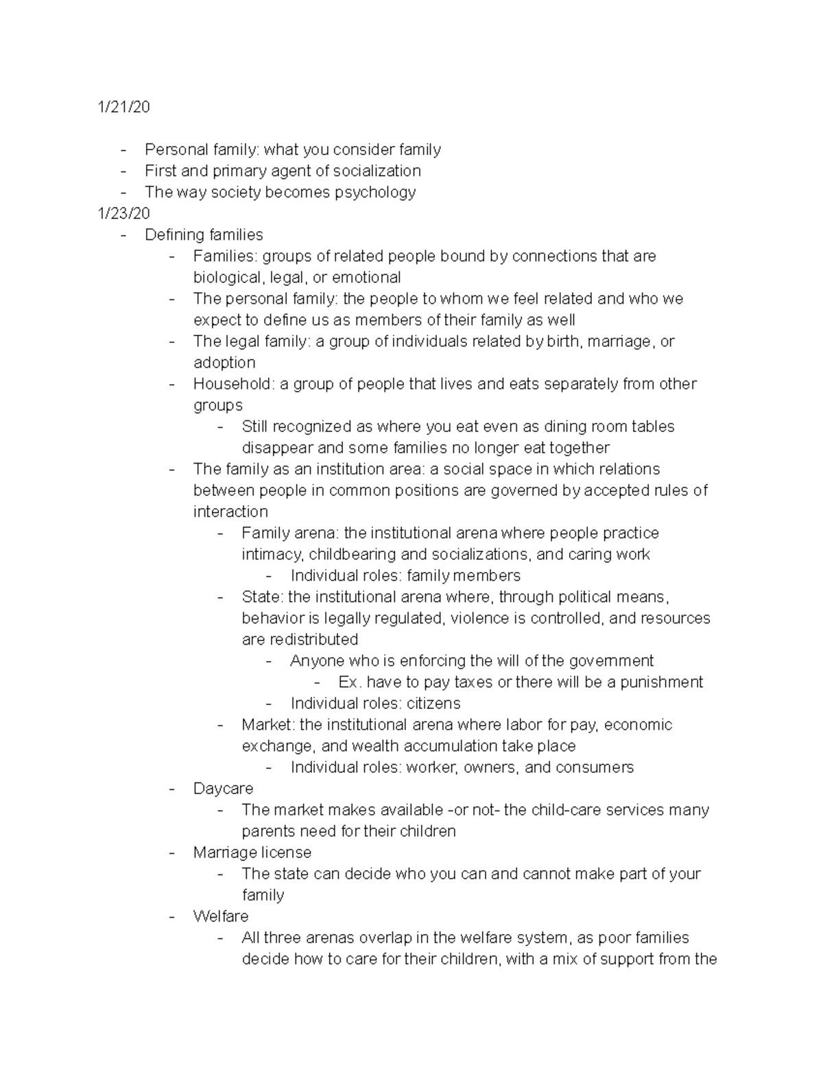 Socio 222 The Family - Lecture notes All of them - 1/21/ Personal ...