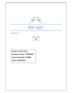 RDF2601 Assignment 2 (63284421) - Table of Contents STUDENTS DECLARATION FORM QUESTION 1 Table ...