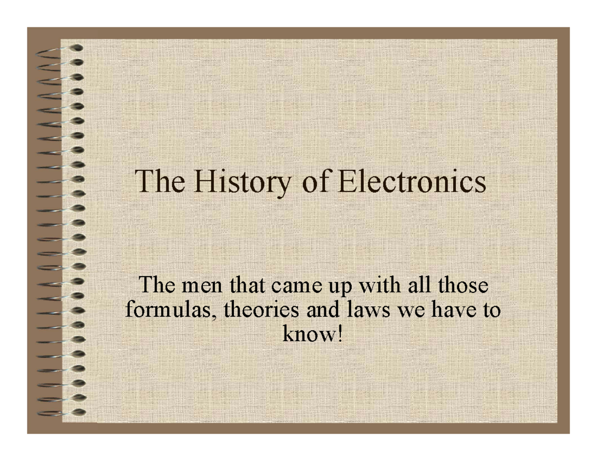 History of Electronics - Michael Faraday 1791- Great pioneering ...