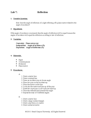 PHY112L Lab 9 Lenses - Lab 9: Lenses 1. Testable Question: How does the ...