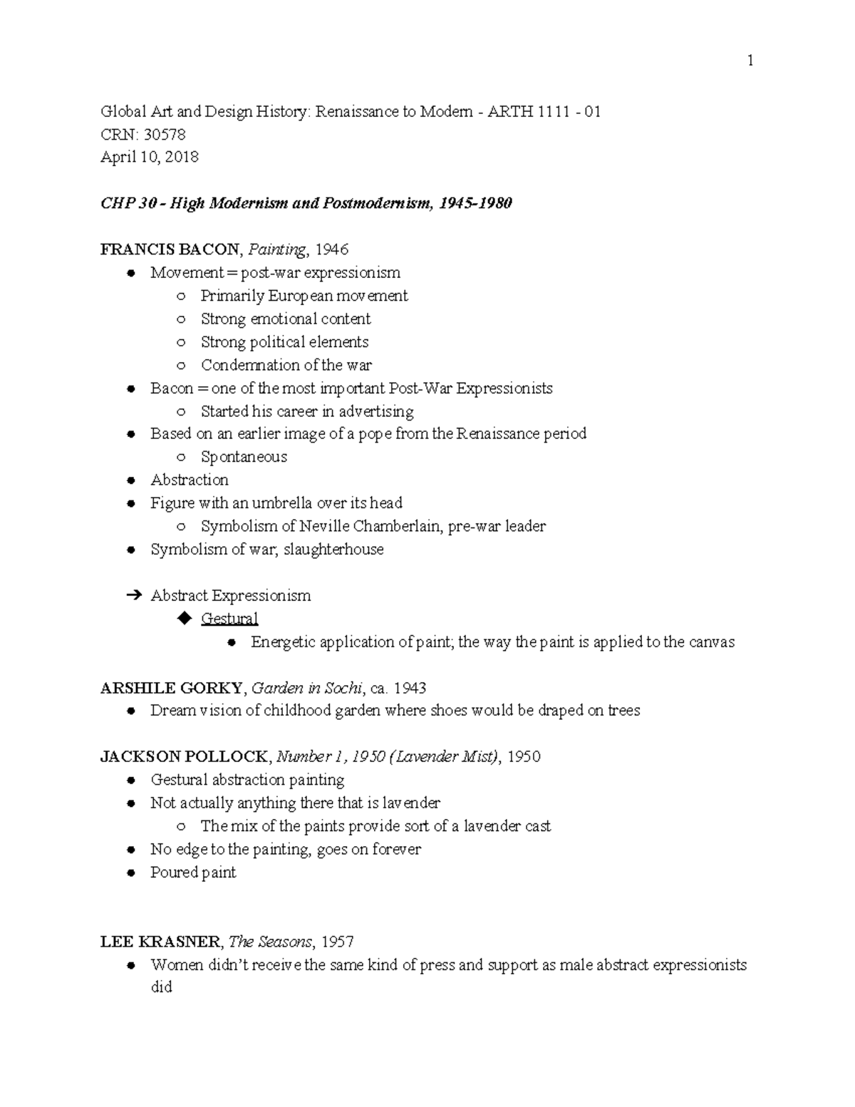 CHP 30 - High Modernism and Postmodernism, 1945-1980 - Global Art and ...