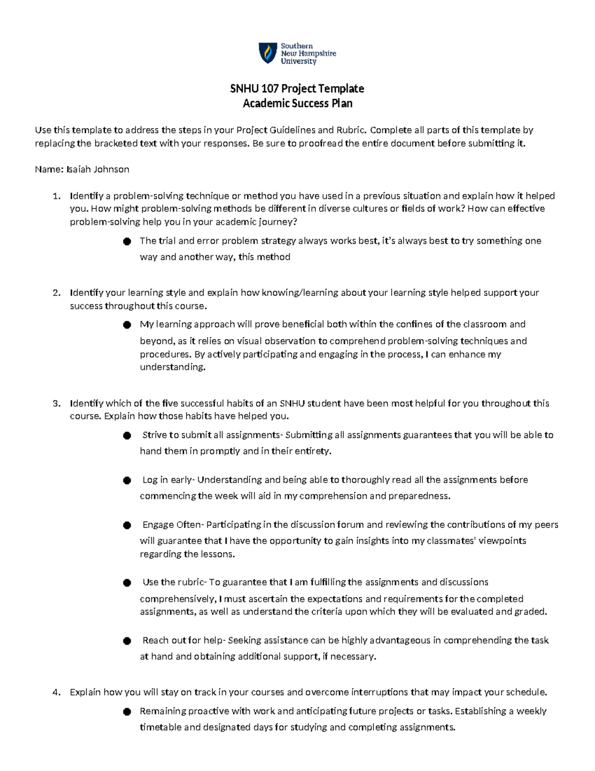Isaiah Johnson SNHU 107 Project - SNHU 107 Project Template Academic ...