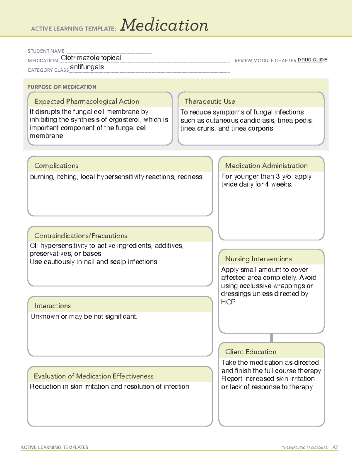ATI Clotrimazole topical - ACTIVE LEARNING TEMPLATES THERAPEUTIC ...