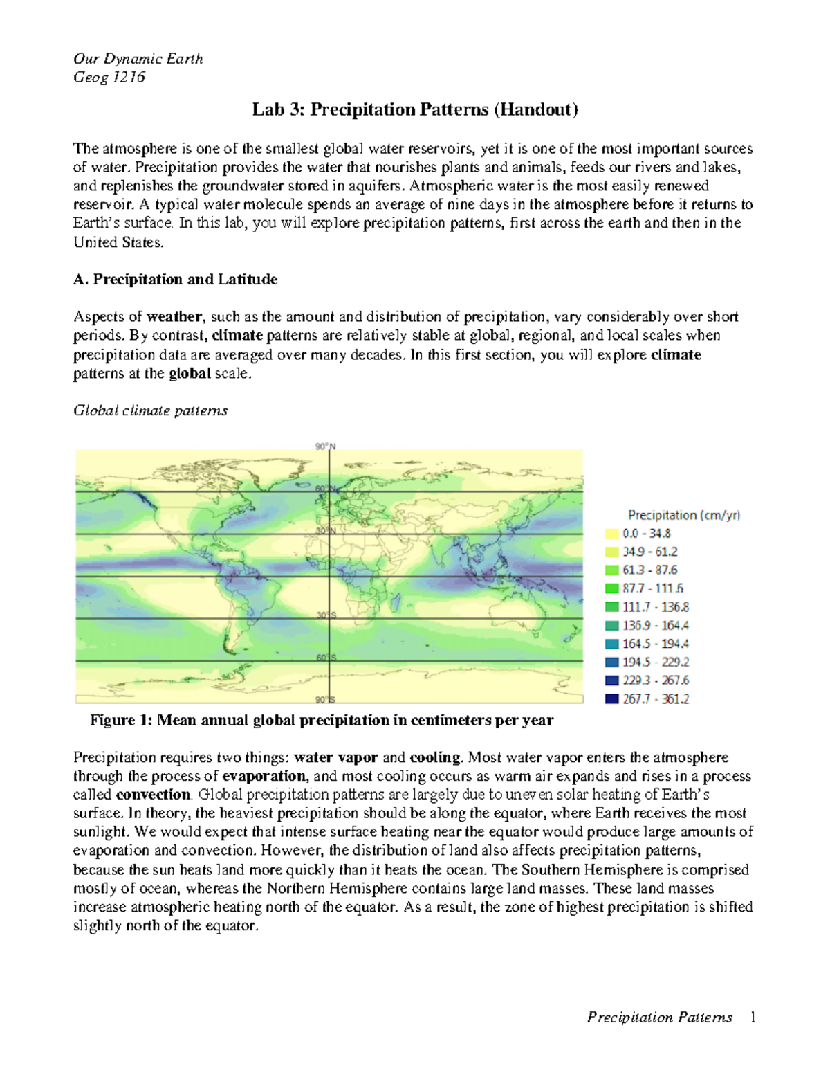 Lab 3 Precipitation Patterns Handout - Geog 1216 Lab 3: Precipitation ...