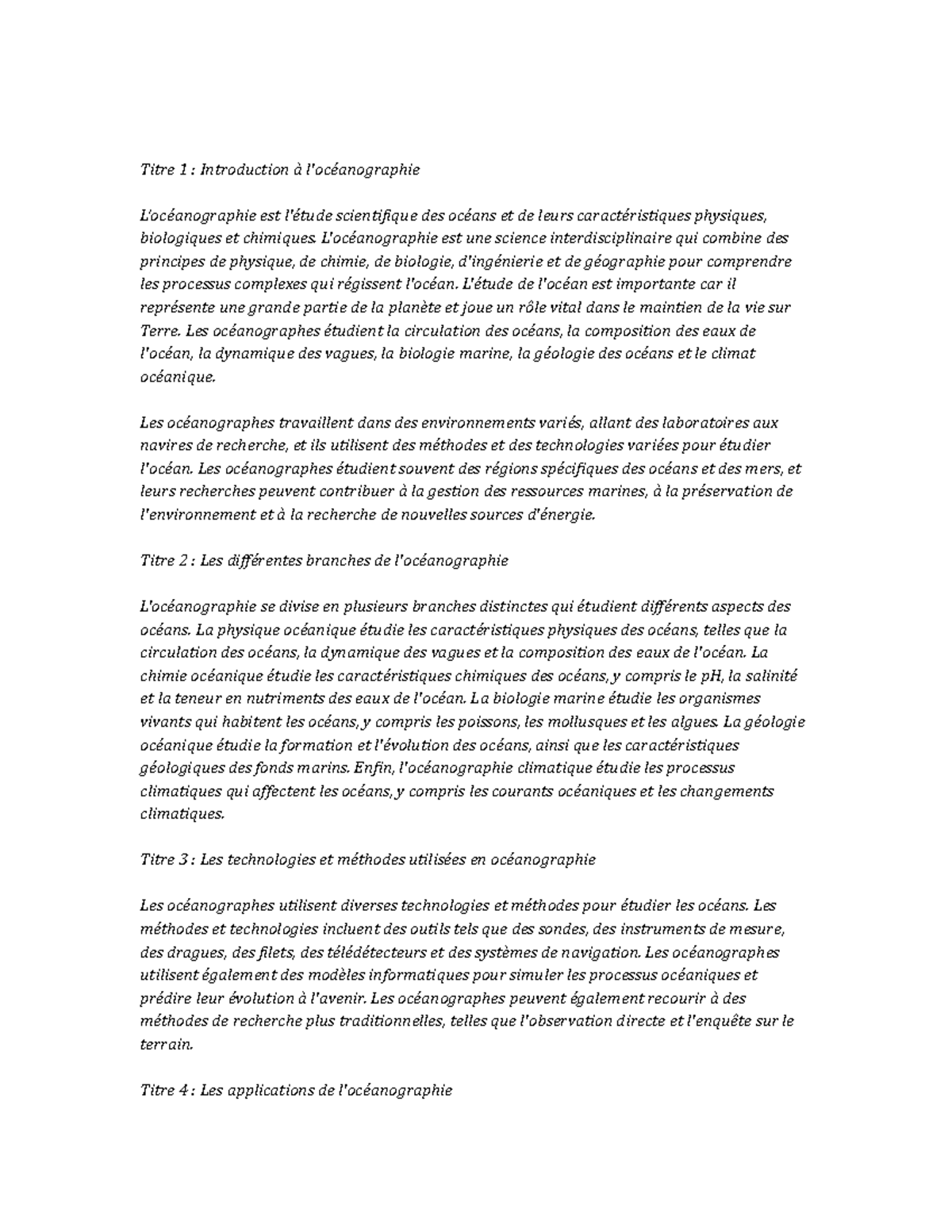 Oceanography Notes de cours - Titre 1 : Introduction à l'océanographie ...