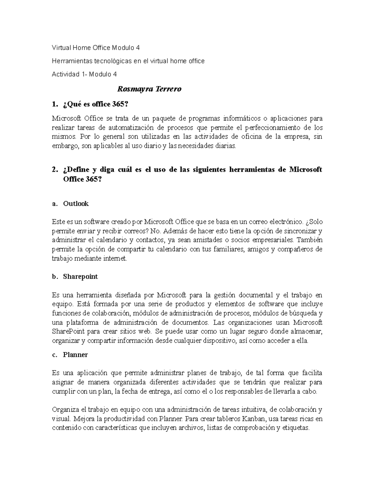 Actividad 1- Modulo 4 - Virtual Home Office Modulo 4 Herramientas tecnológicas en el virtual ...