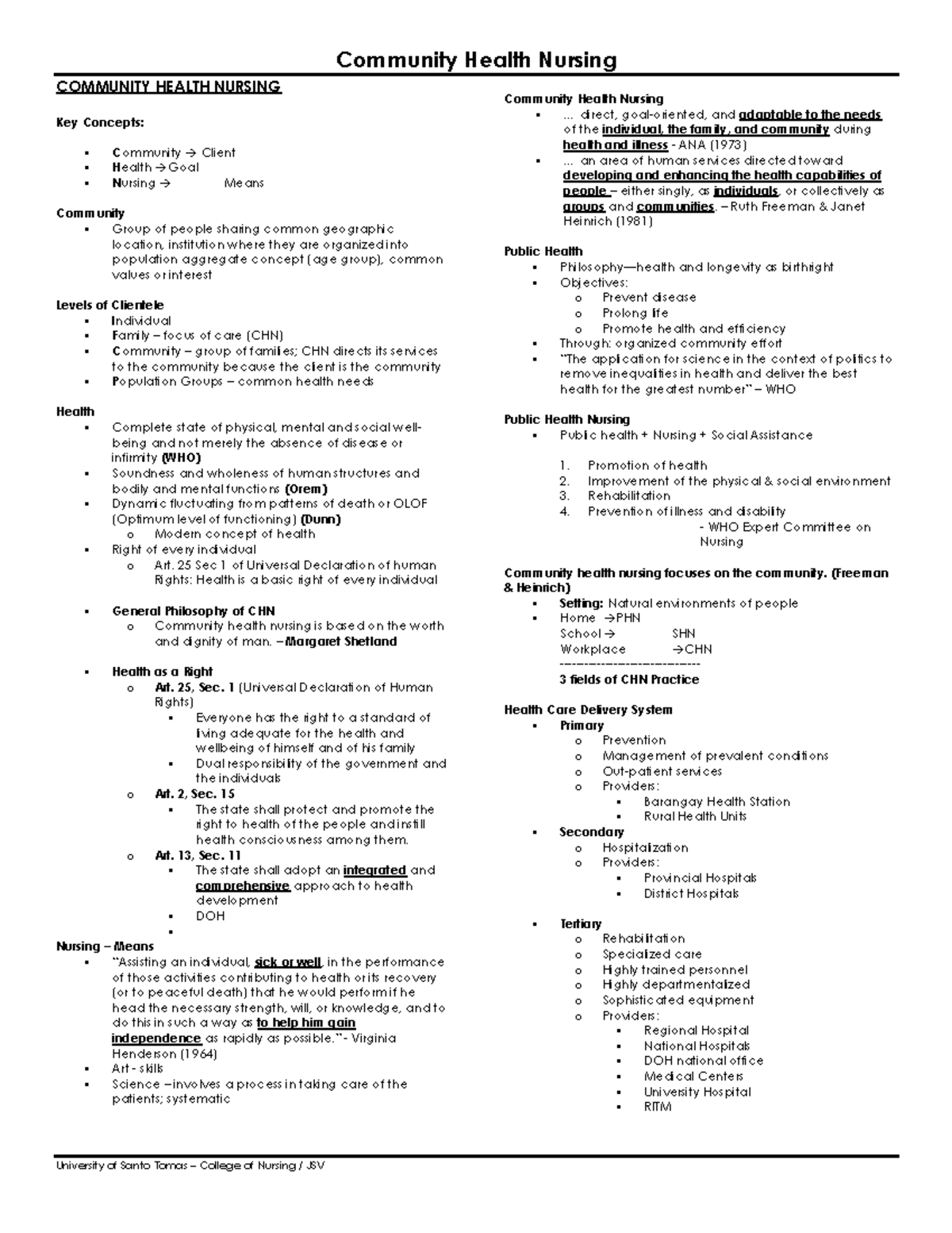 Community-Health-Nursing - COMMUNITY HEALTH NURSING Key Concepts: C ...