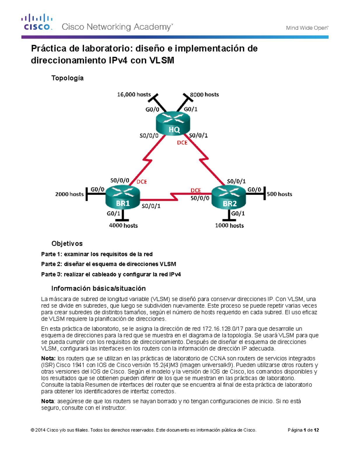 6337 Lab Designing And Implementing Ipv4 Addressing With Vlsm