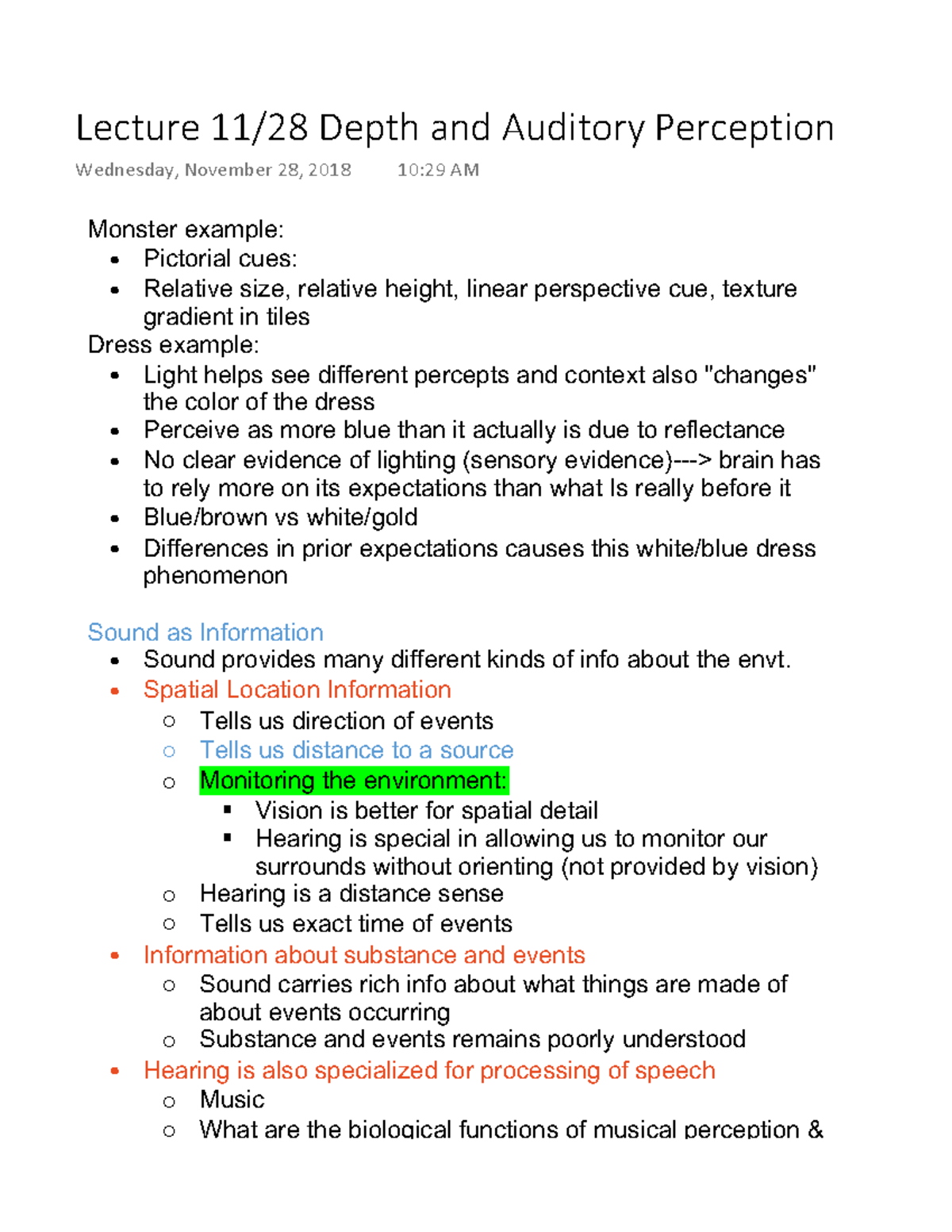 Psych 120 B Lecture 1128 Depth and Auditory Perception - Monster ...