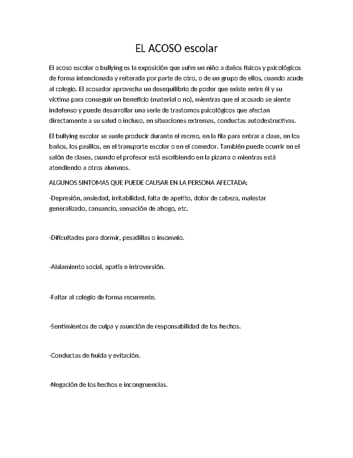 Bullying - Aceptenlo - EL ACOSO escolar El acoso escolar o bullying es ...