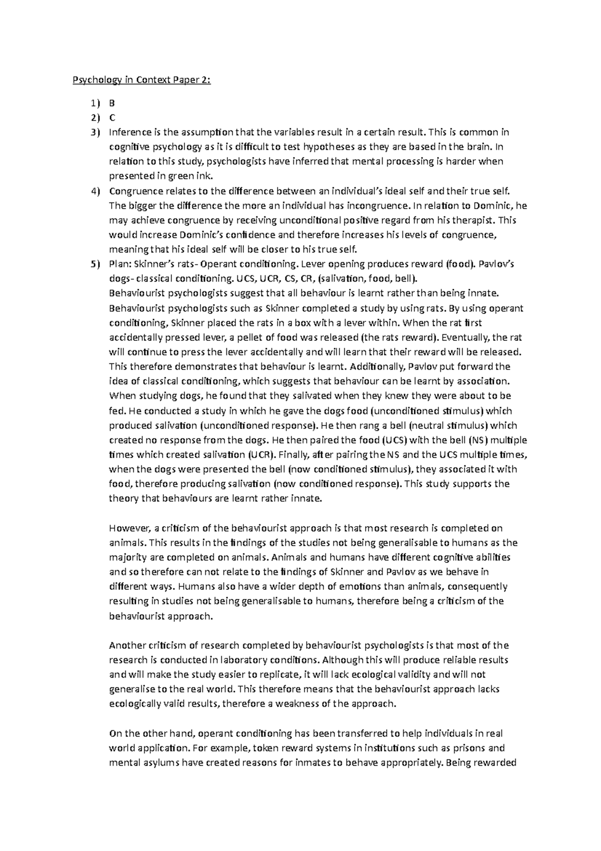 Psychology In Context Paper 2 This Is Common In Cognitive Psychology