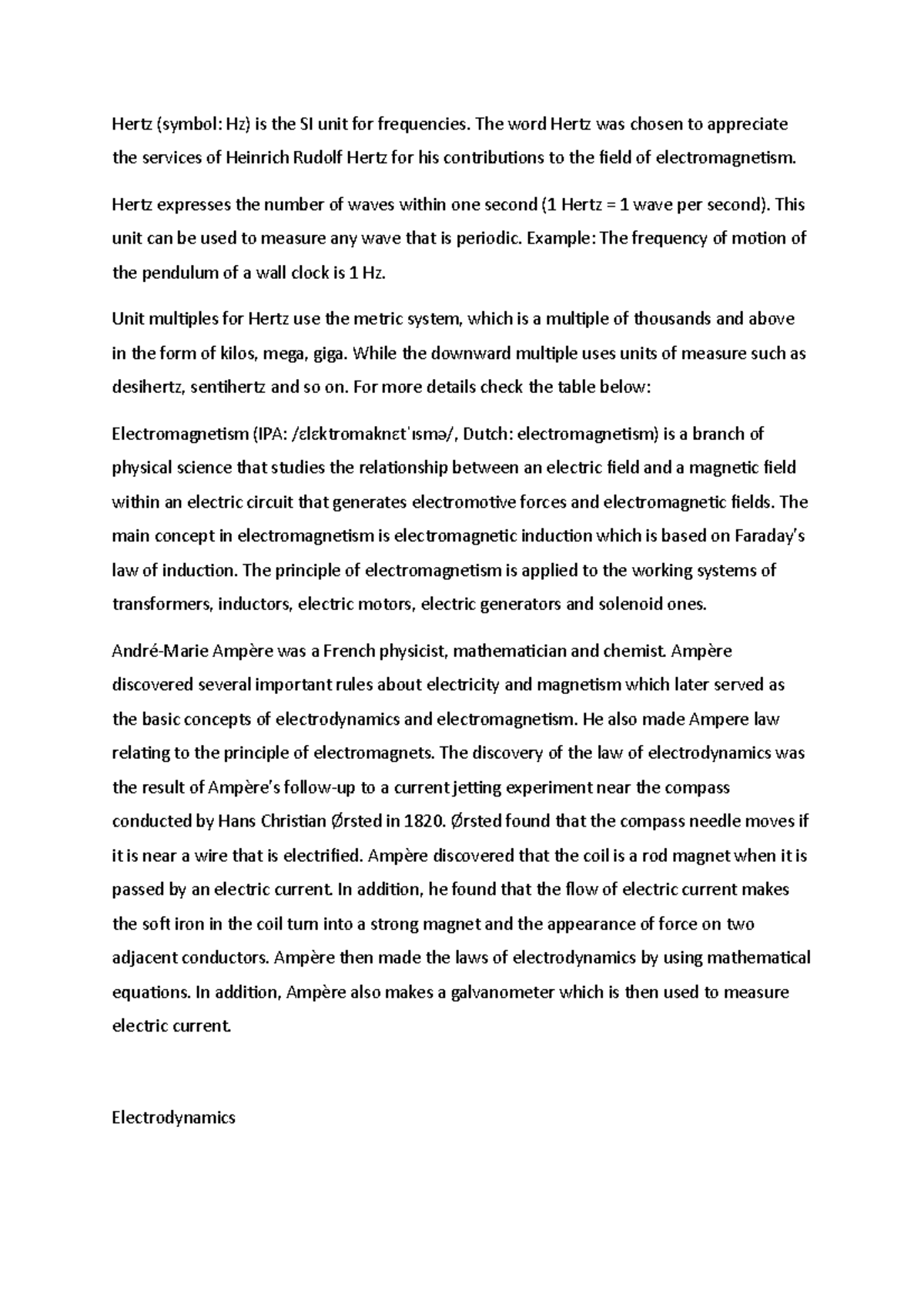 Hertz Summaries - Hertz (symbol: Hz) is the SI unit for frequencies ...