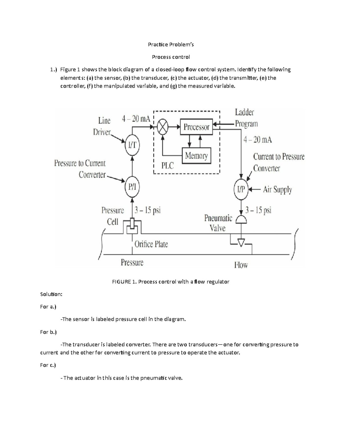 Practice Problem #1 - Process Control - Practice Problem’s Process ...