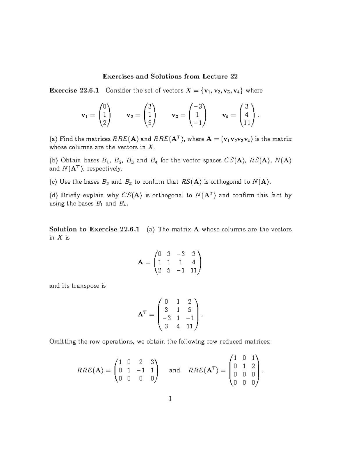 Exercise 22 - Exercises and Solutions from Lecture 22 Exercise 22.6 ...