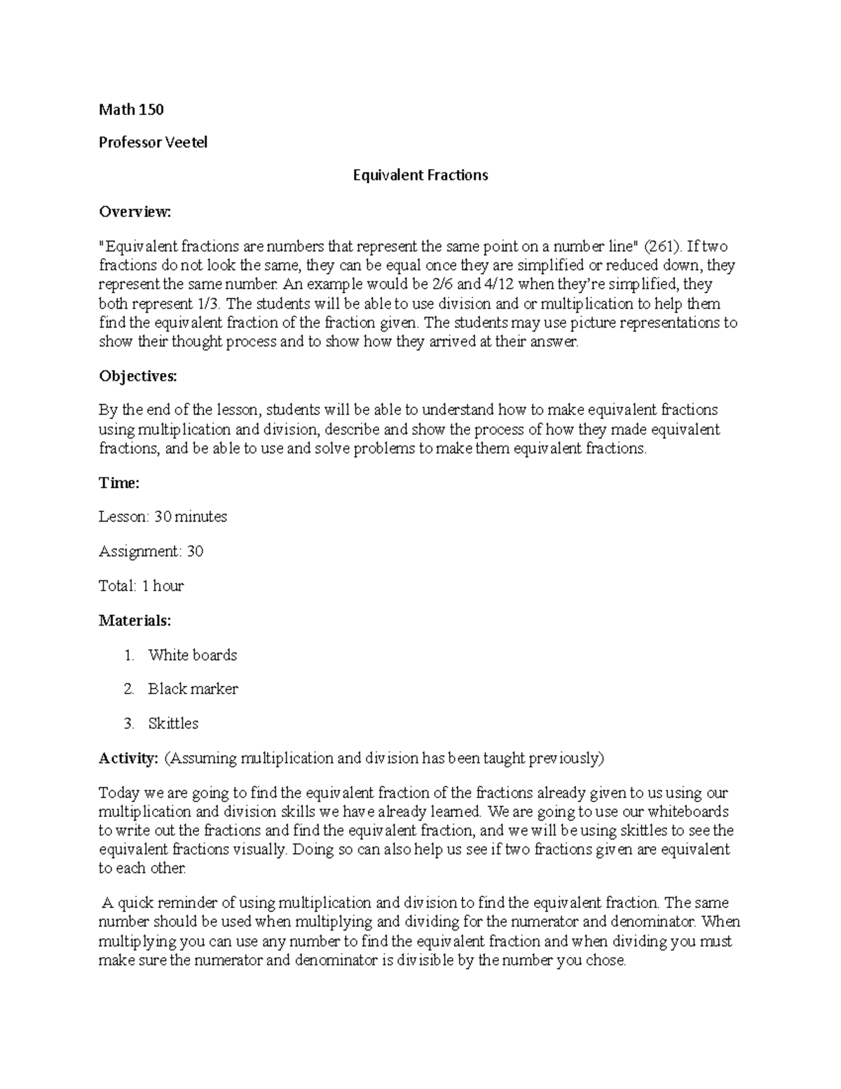 Lesson Plan 2 Mat 150 - My work, if you are going to use, make sure it ...