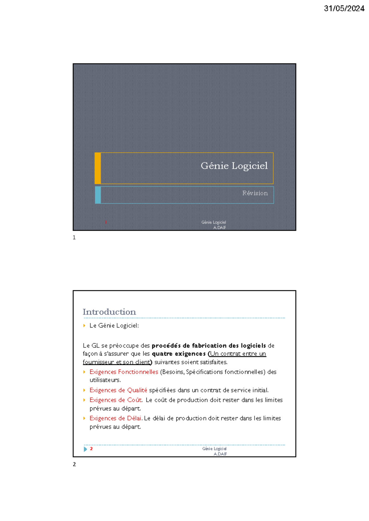 Revision scrum 2024 - gfv - Génie Logiciel Révision Génie Logiciel A 1 ...