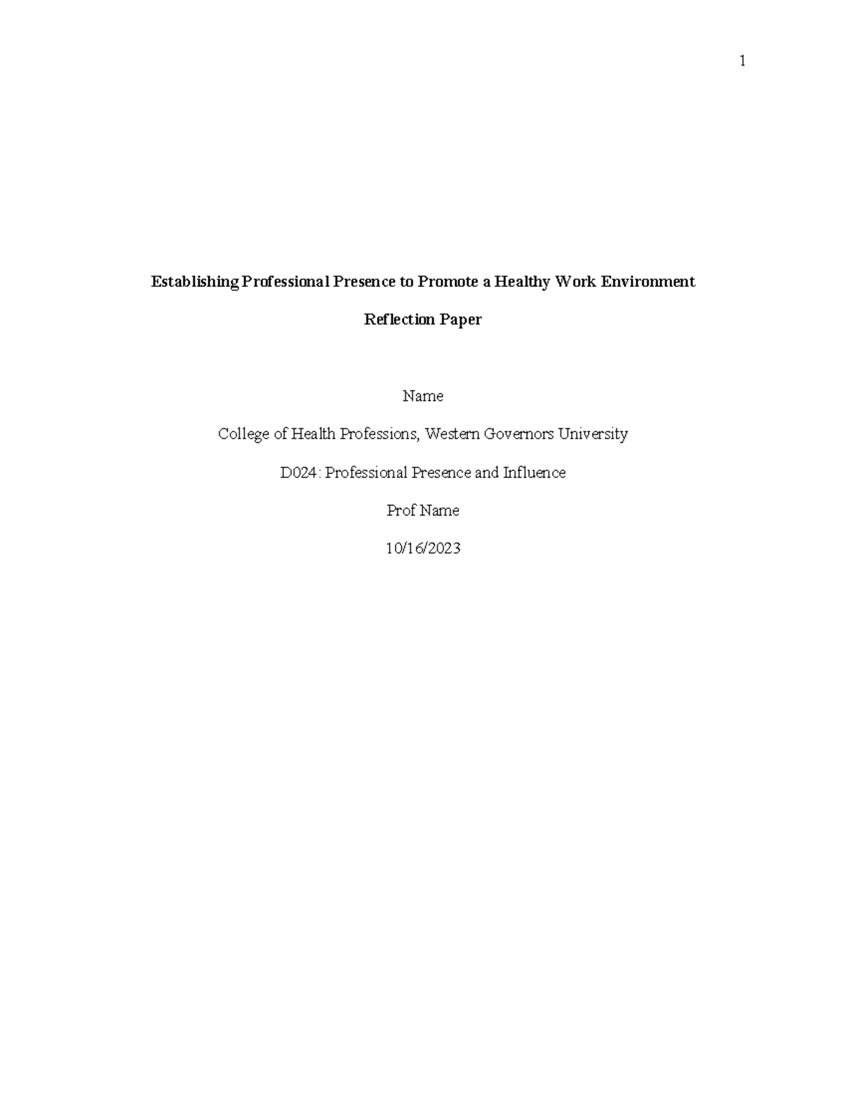 D024 -Reflection Paper - Establishing Professional Presence to Promote ...