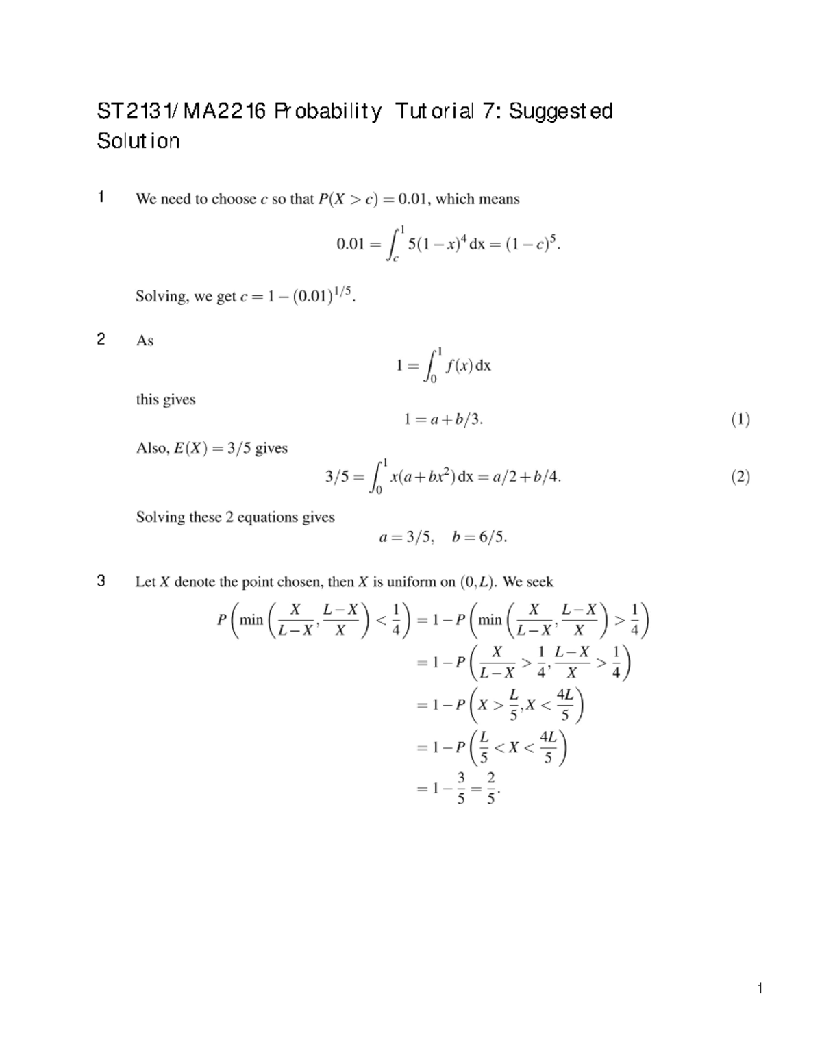 Tut7sol - MA2001 - ST2131/MA2216 Probability Tutorial 7 ...