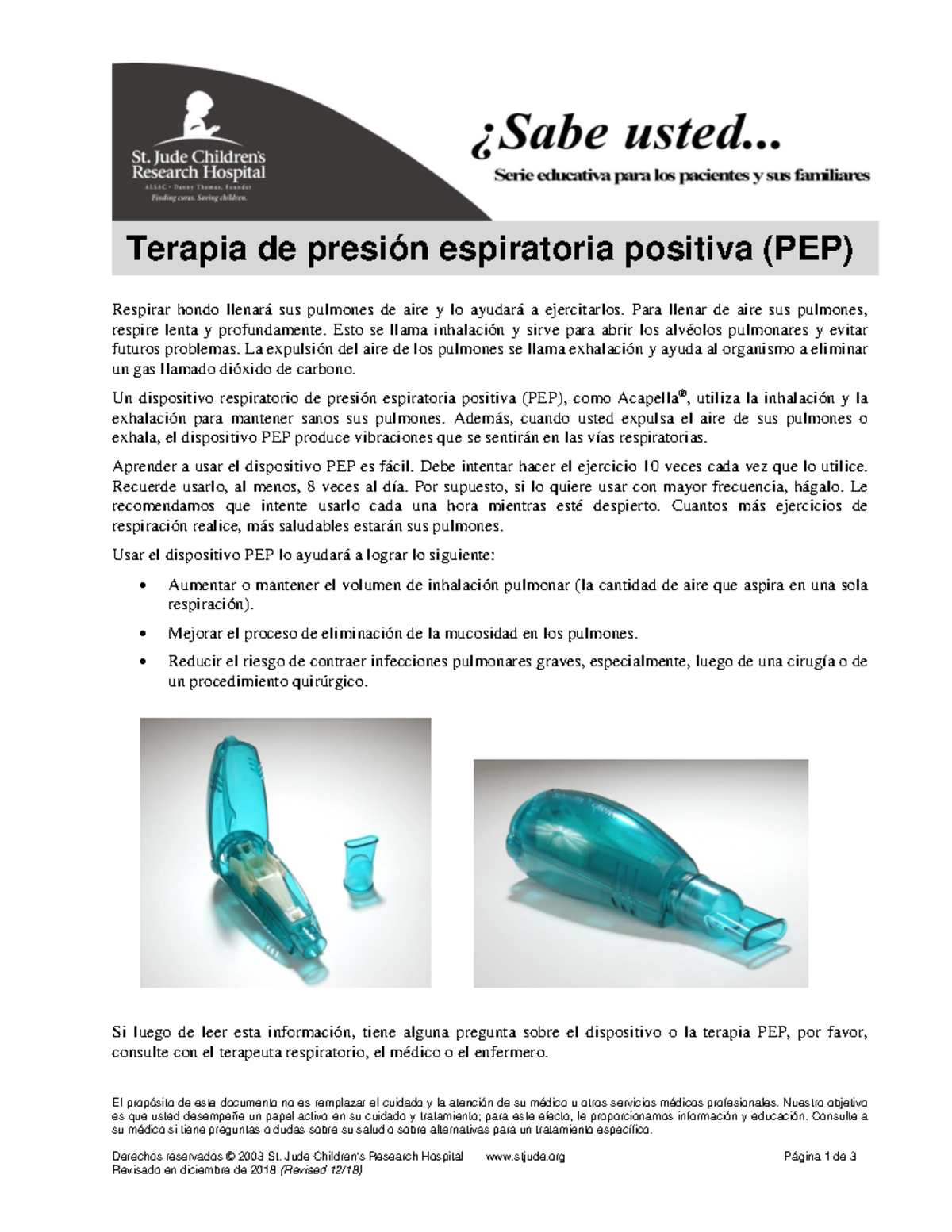 Sedation pep therapy spa - Terapia de presión espiratoria positiva (PEP ...