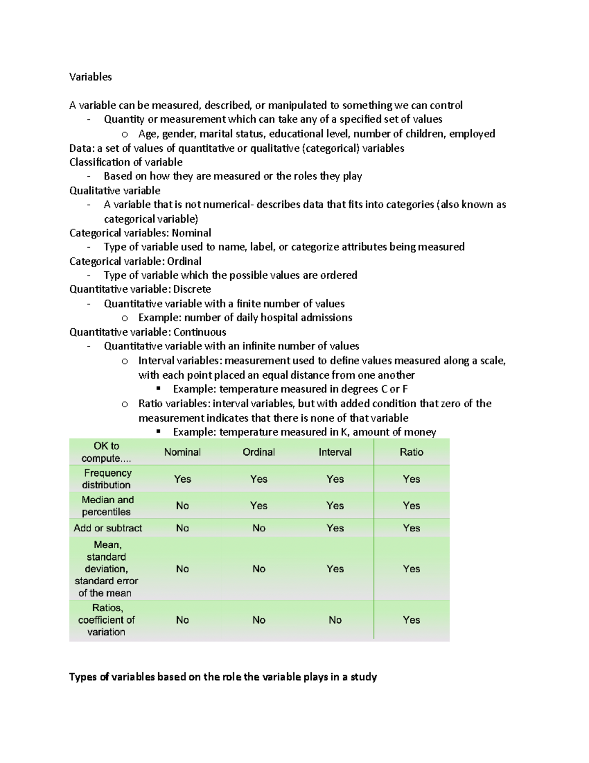 Variables - Variables A variable can be measured, described, or ...