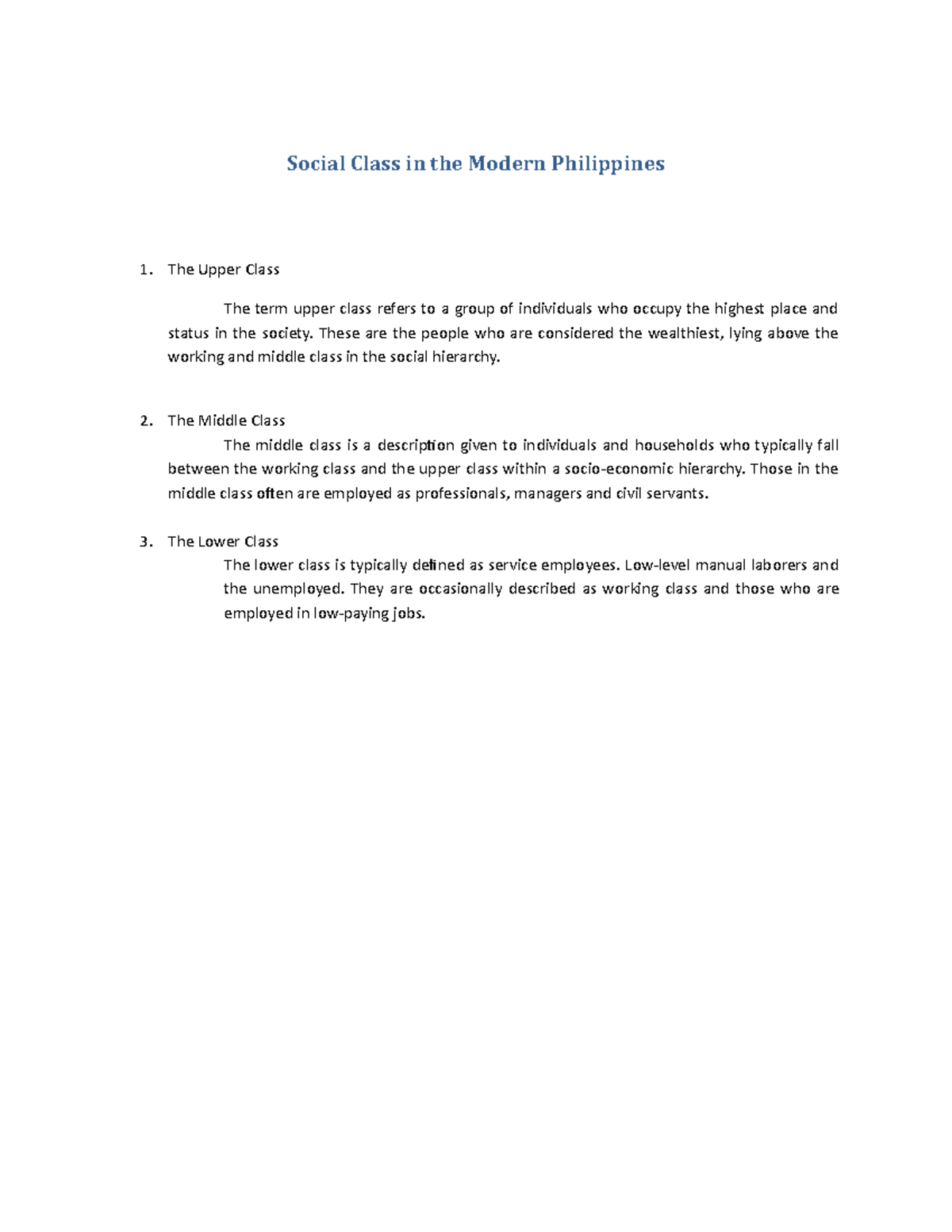 Social Class in the Modern Philippines - These are the people who are ...