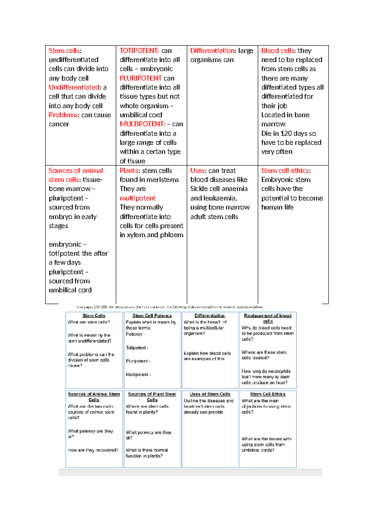 Stem cells - notes on B2 ocr a spec biology a level - Stem cells ...
