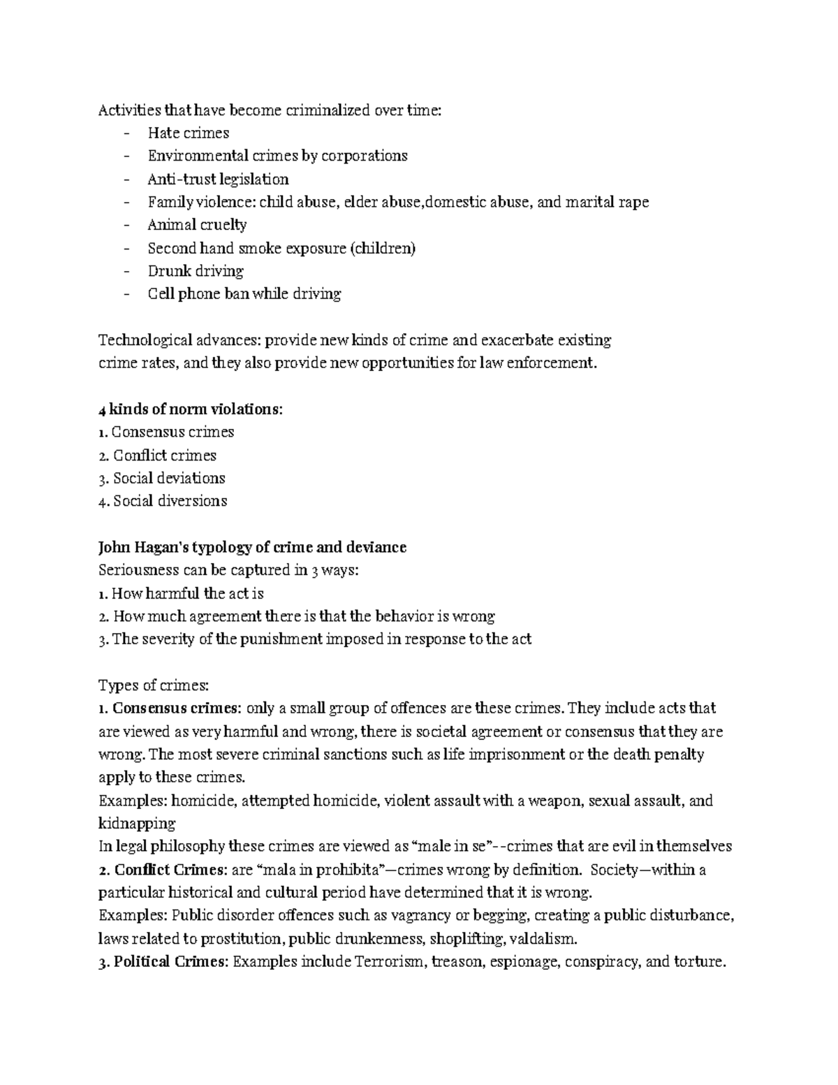 Deviance and Crime - Lecture notes 7 - Activities that have become ...