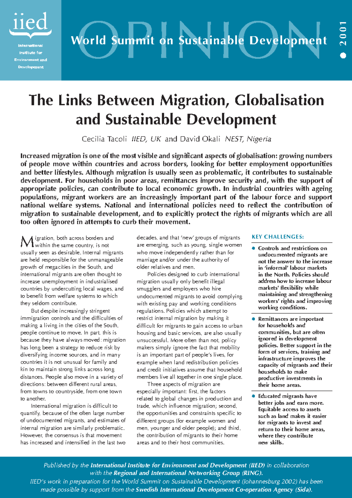 3b - about globalization - The Links Between Migration, Globalisation ...