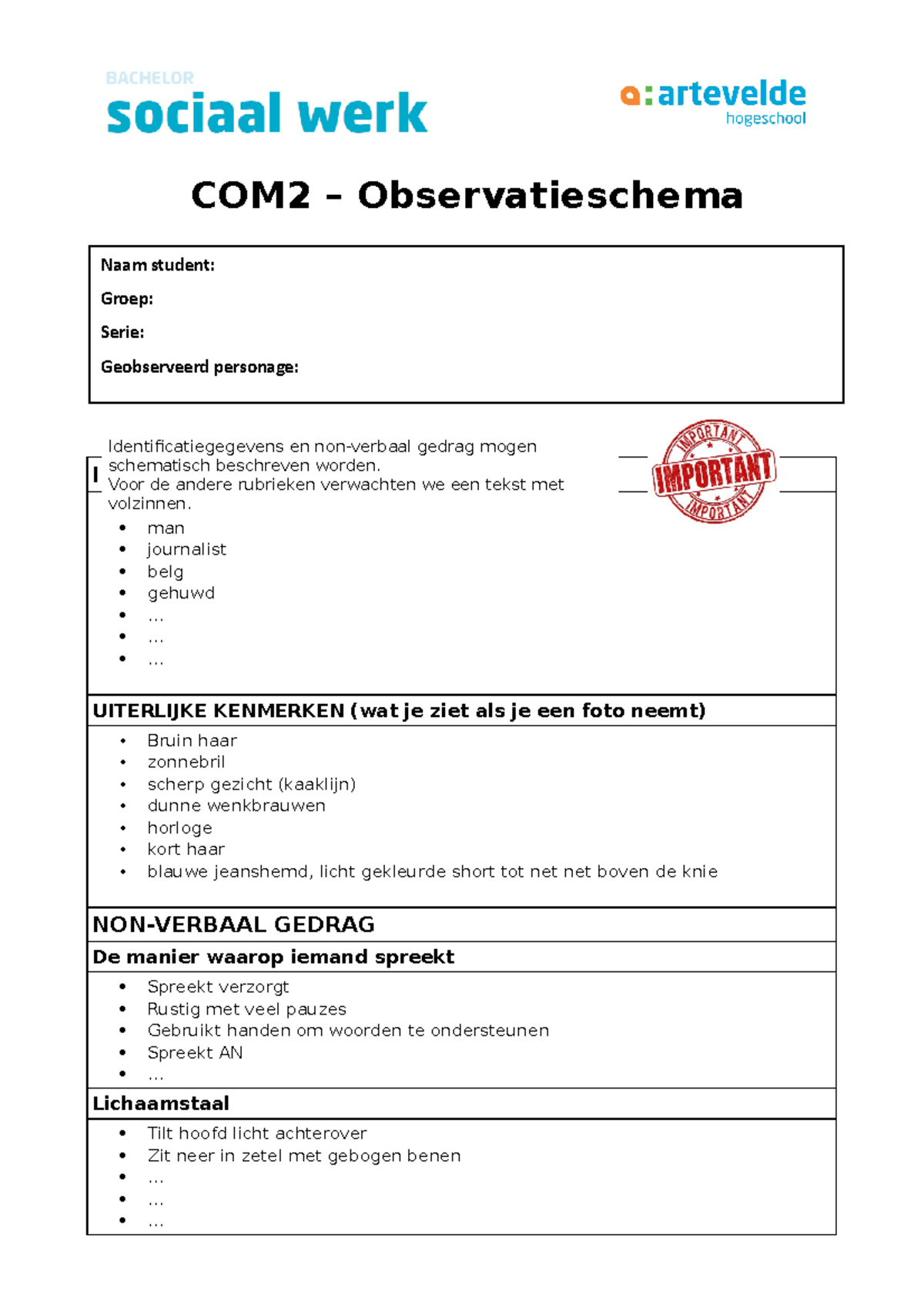 Hoofdstuk 2 Blanco observatieschema - COM2 – Observatieschema ...