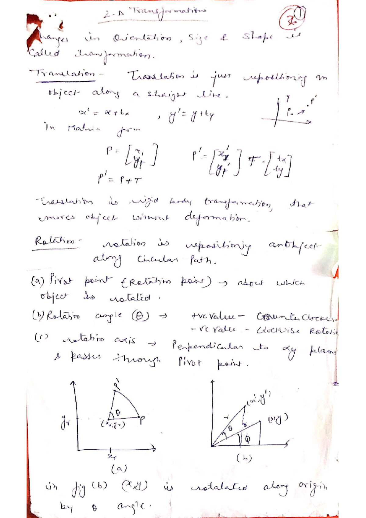 2-D Transformation - computer science & engg - Studocu