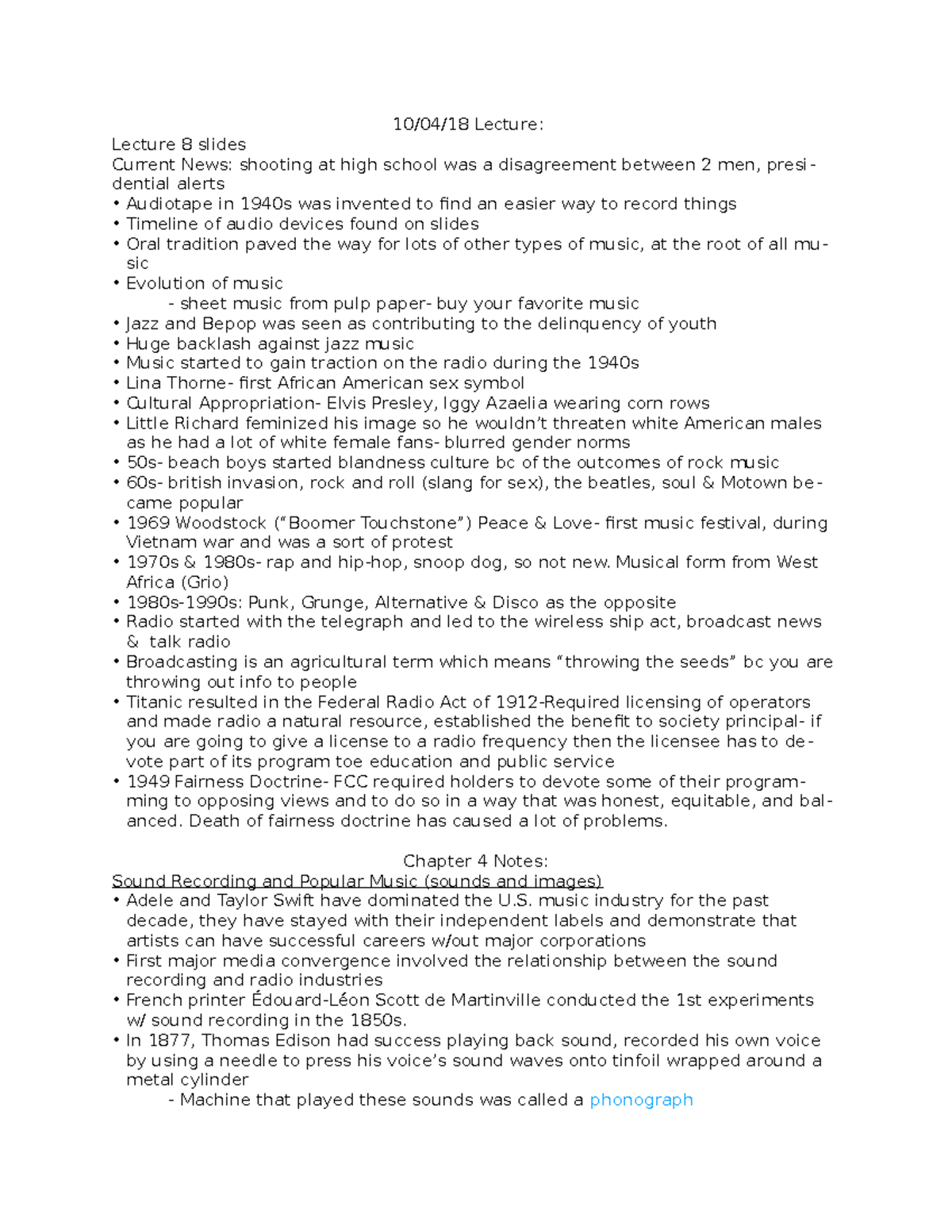 Journalism Test 3 Notes - 10/04/18 Lecture: Lecture 8 slides Current ...