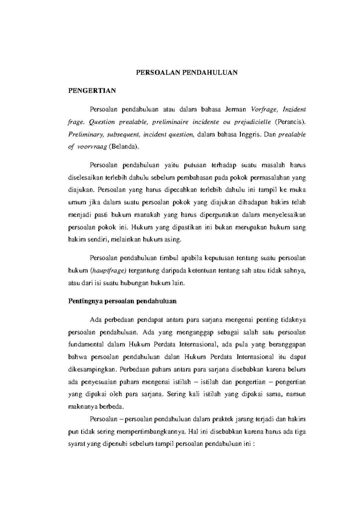 Persoalan Pendahuluan - PERSOALAN PENDAHULUAN PENGERTIAN Persoalan ...