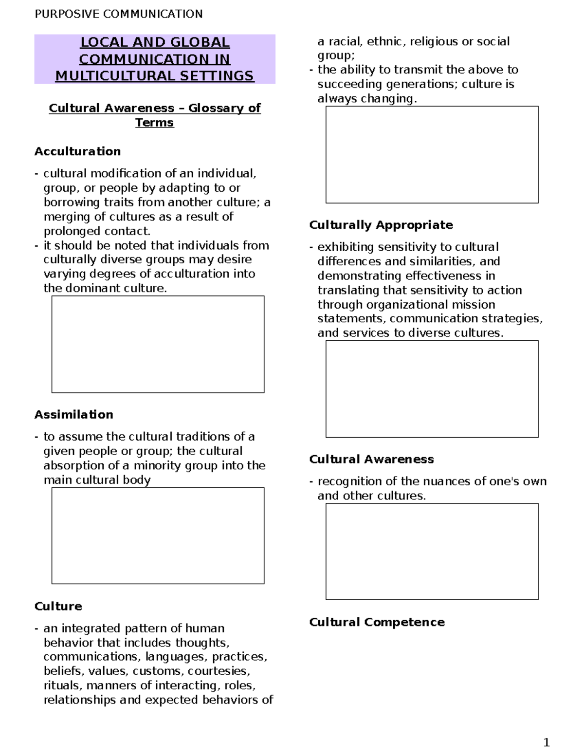 2.2 Cultural Awareness Glossary - PURPOSIVE COMMUNICATION LOCAL AND ...