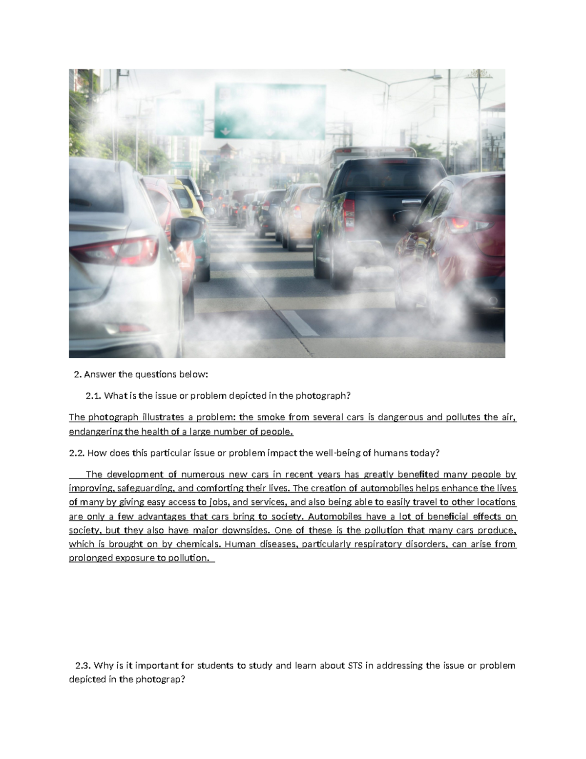 sts activity practical - Answer the questions below: 2. What is the ...
