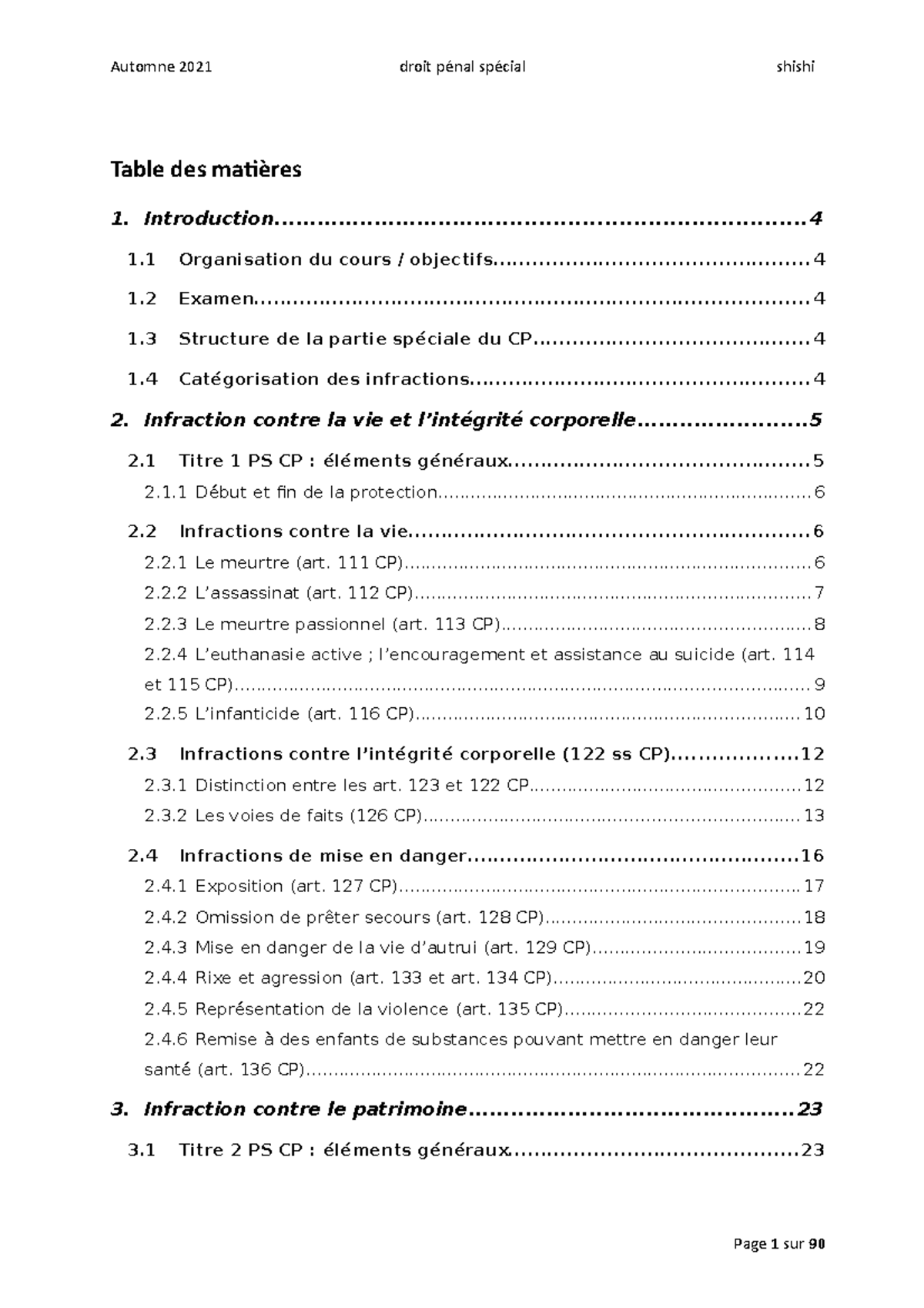 Droit pénal spécial 2 - Cours du professeur Maria Ludwiczak Glassey ...
