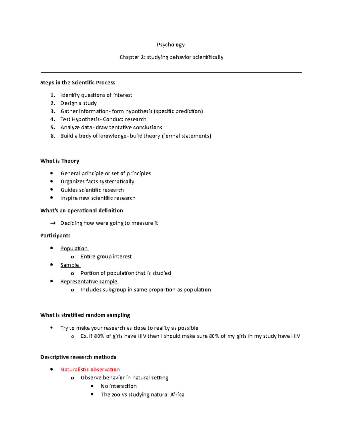 Chapter 2 studying behaviour sicentifically - Psychology Chapter 2 ...