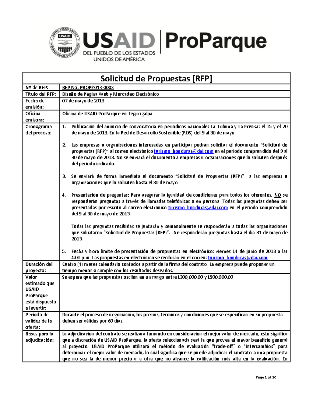Ejemplo De Propuesta De Rfp Para Contratistas