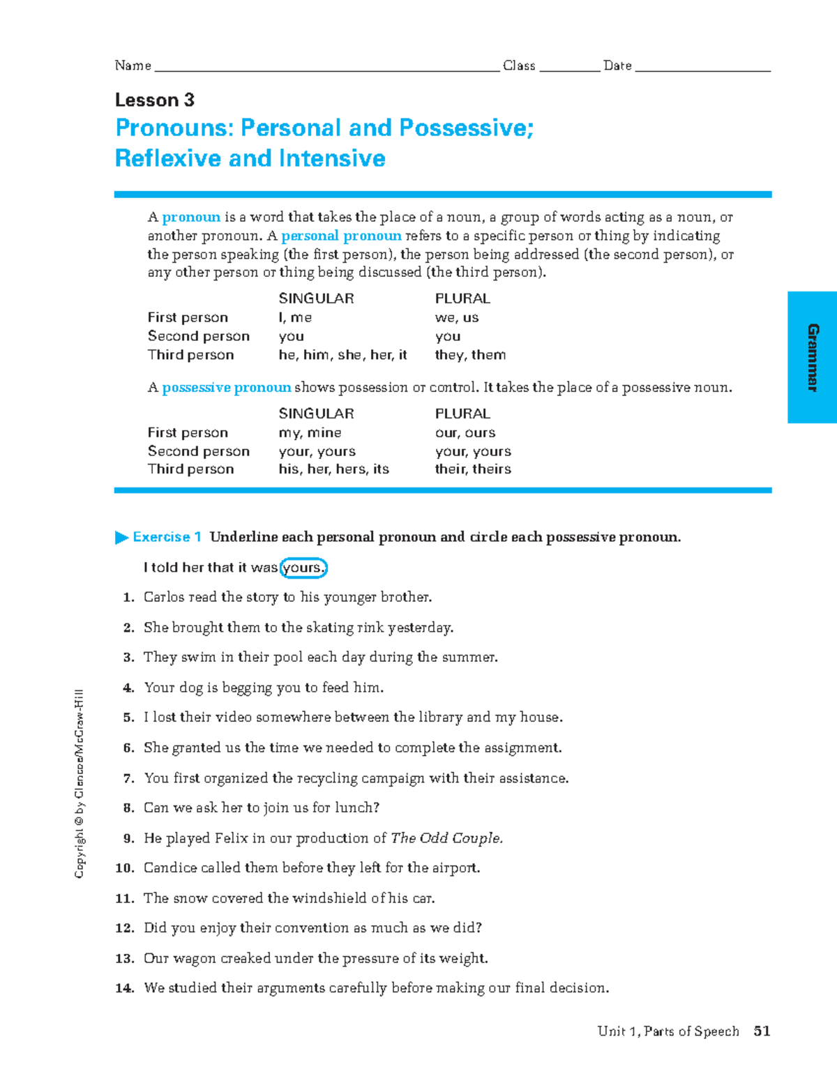 Pronouns - practice - Lesson 3 Pronouns: Personal and Possessive ...