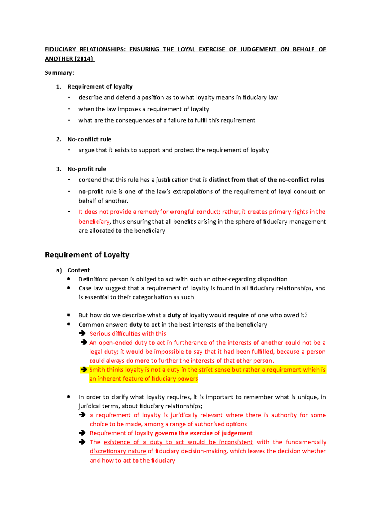 Lionel Smith Ensuring Loyal Exercise of Judgment - FIDUCIARY ...