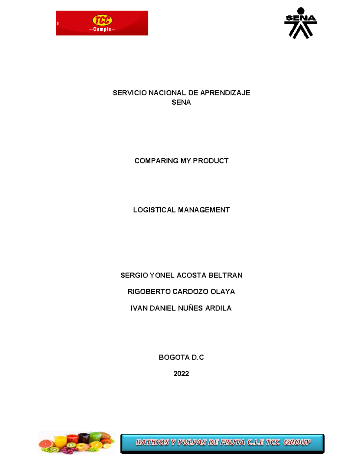 Comparing MY Product CIE TCC - SERVICIO NACIONAL DE APRENDIZAJE SENA ...
