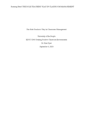 Designing A Positive Classroom - Introduction In this unit we learned ...