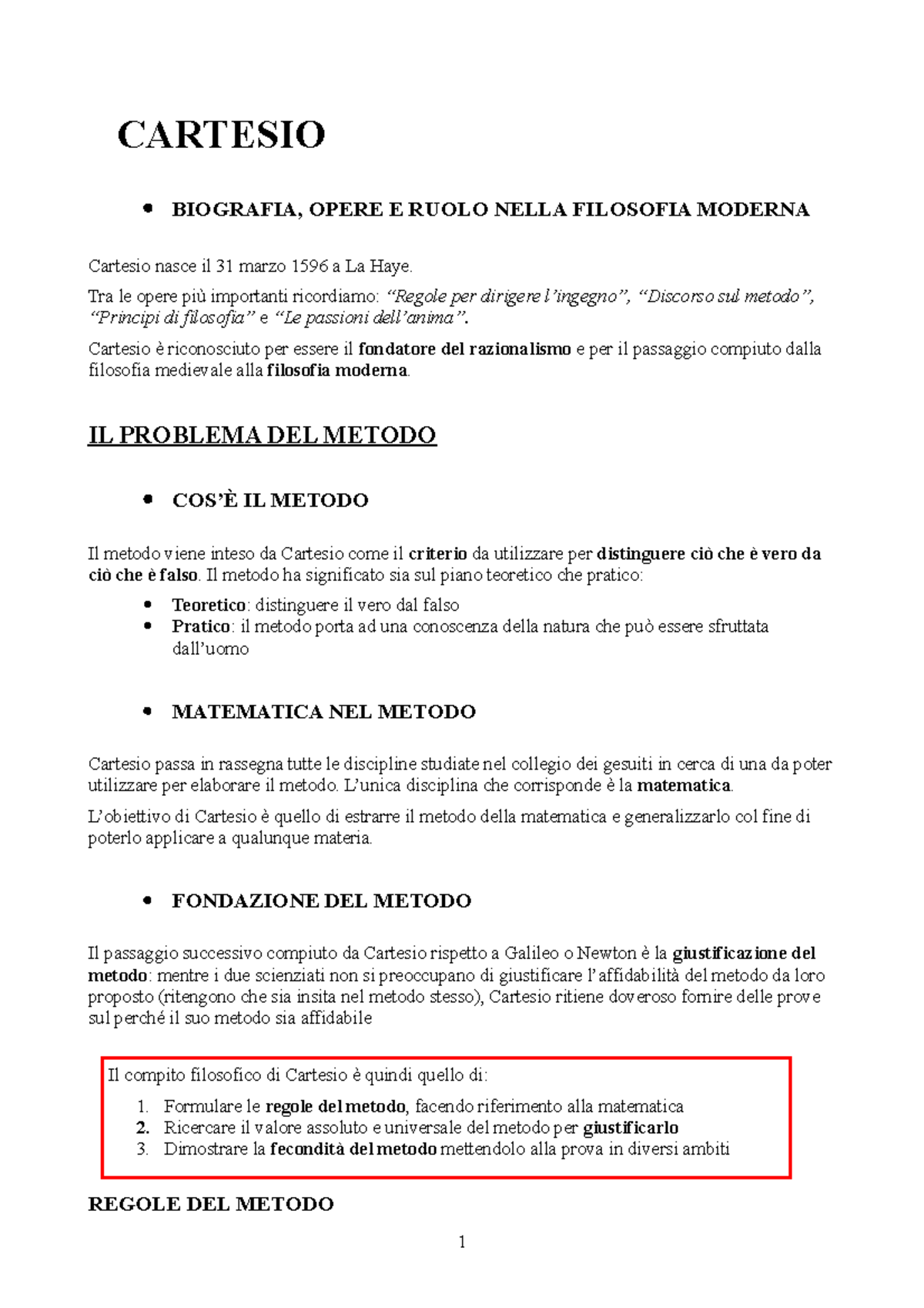 Cartesio e Pascal - CARTESIO BIOGRAFIA, OPERE E RUOLO NELLA FILOSOFIA ...