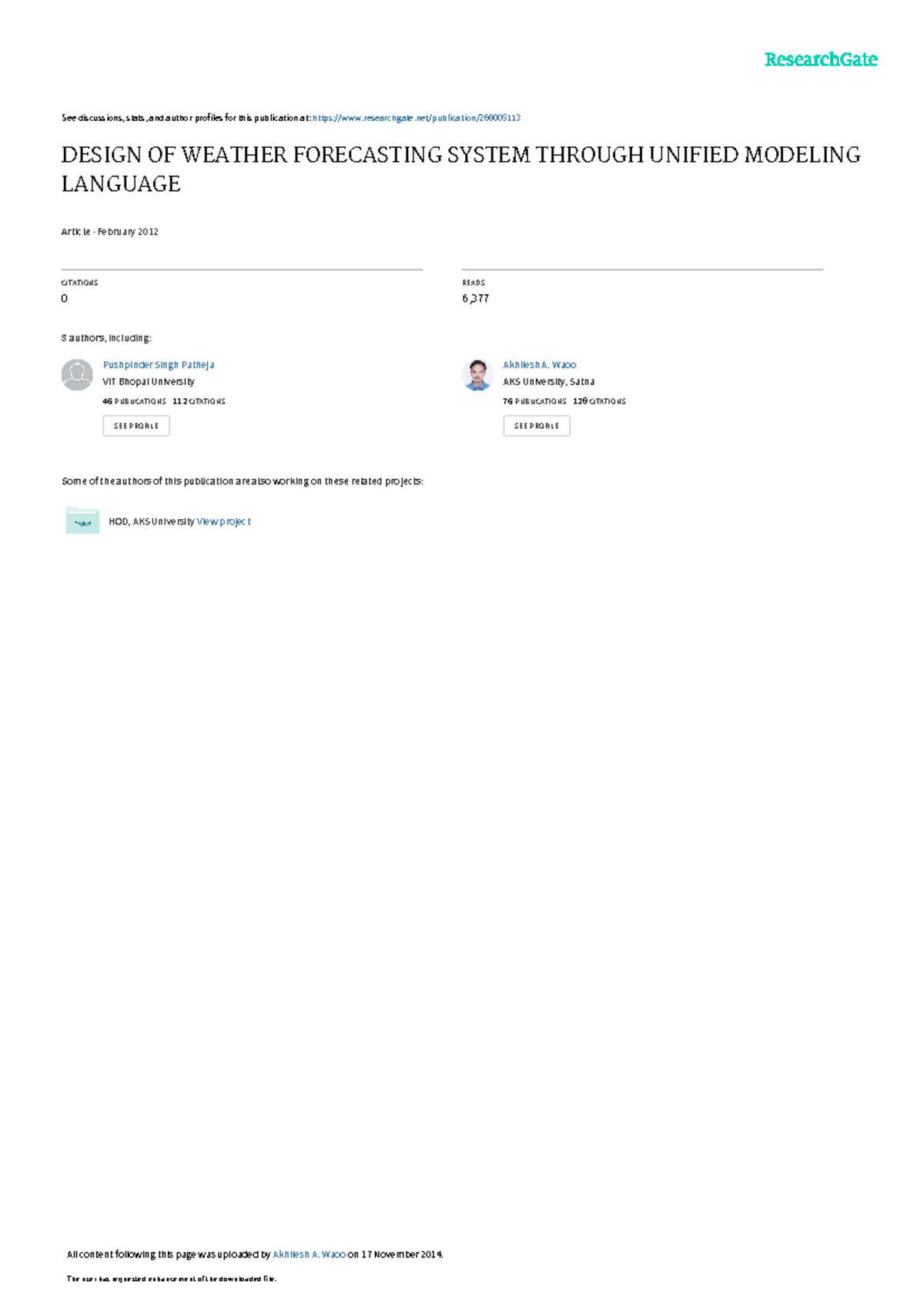 system of weather focasting system and - See discussions, stats, and ...