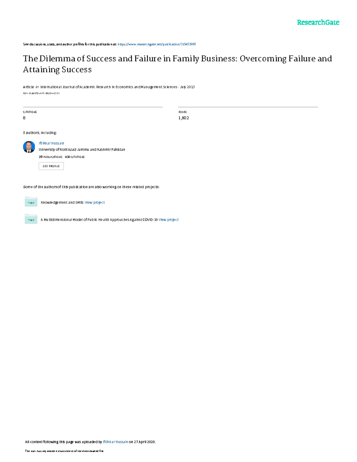 The Dilemma of Success and Failure in Family Busin - See discussions ...