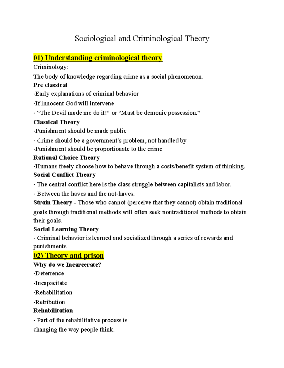 Sociological and Criminological Theory - Pre classical -Early ...