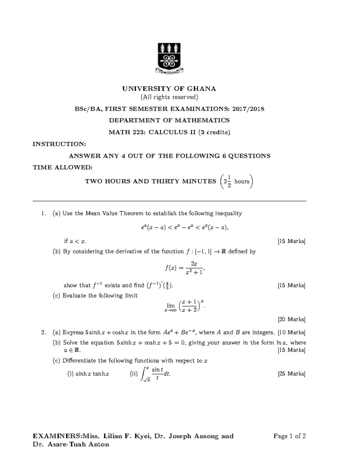 223ee - Lorem - UNIVERSITY OF GHANA (All rights reserved) BSc/BA, FIRST ...