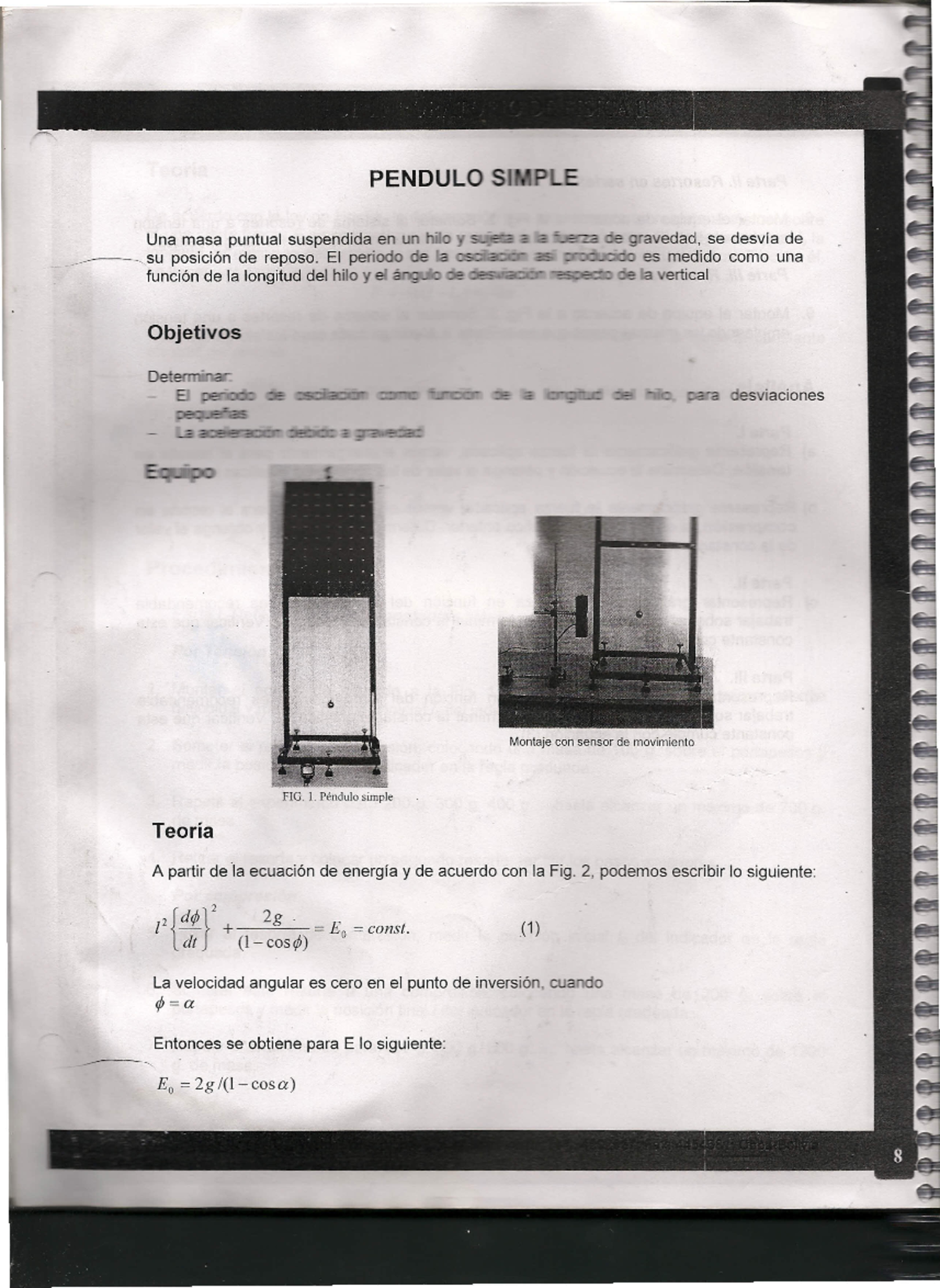 3.- Pendulo Simple - Experimento en laboratorio - PENDULO _1.- Una masa ...